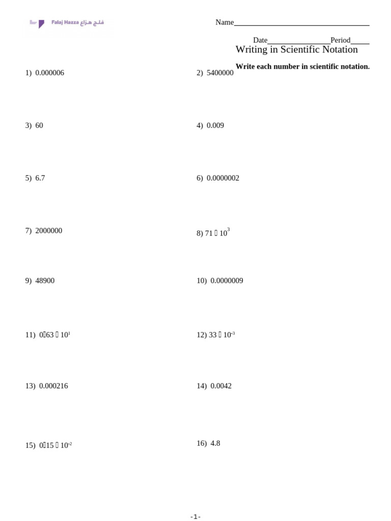 Writing Scientific Notation | PDF | Algebra | Mathematical Concepts