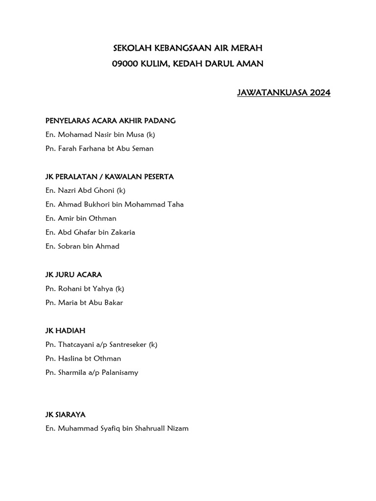 JK Acara Akhir SK Air Merah | PDF