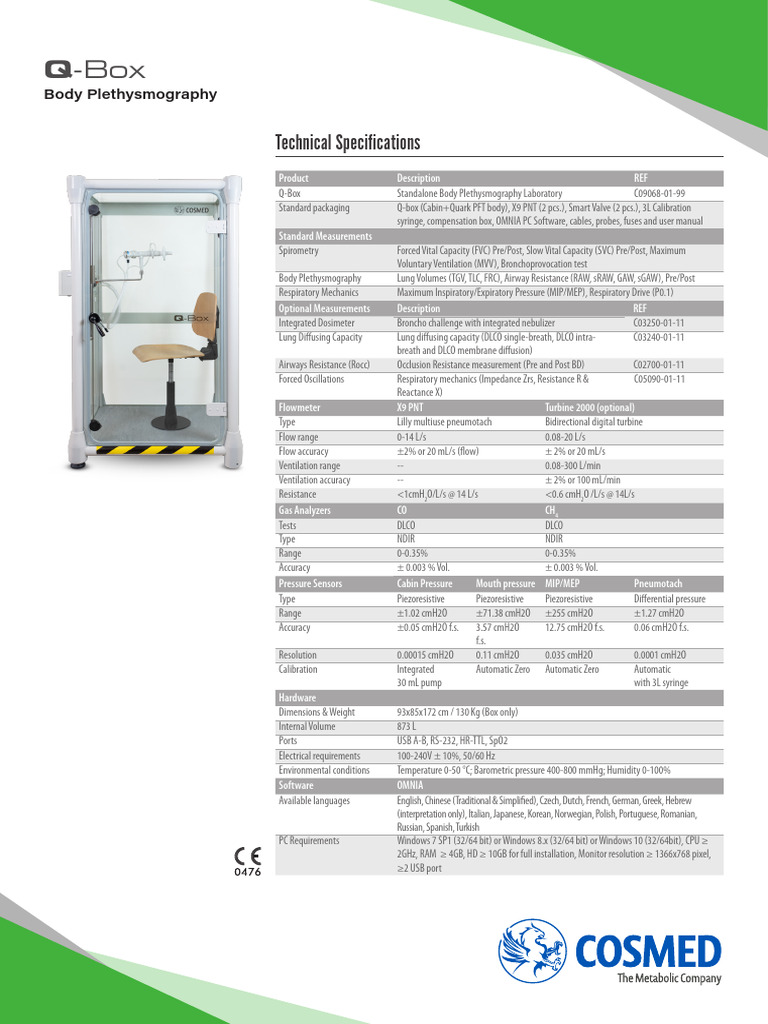 Q-Box Body Plethysmography Specs | PDF | Respiratory System | Medical ...