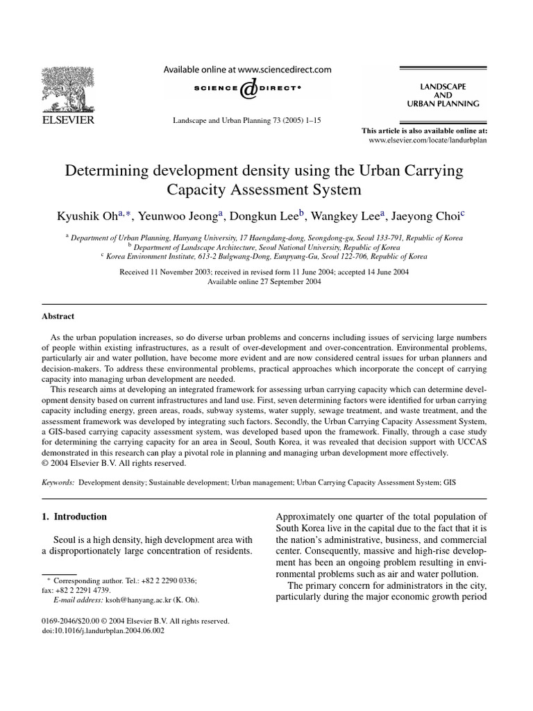 Determining Development Density Using The Urban Carrying Capacity ...