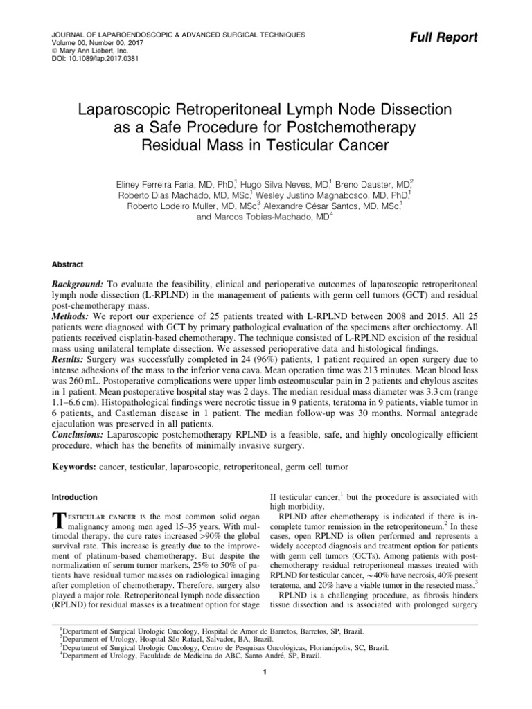 Laparoscopic RPLND for Testicular Cancer | PDF | Medical Specialties ...