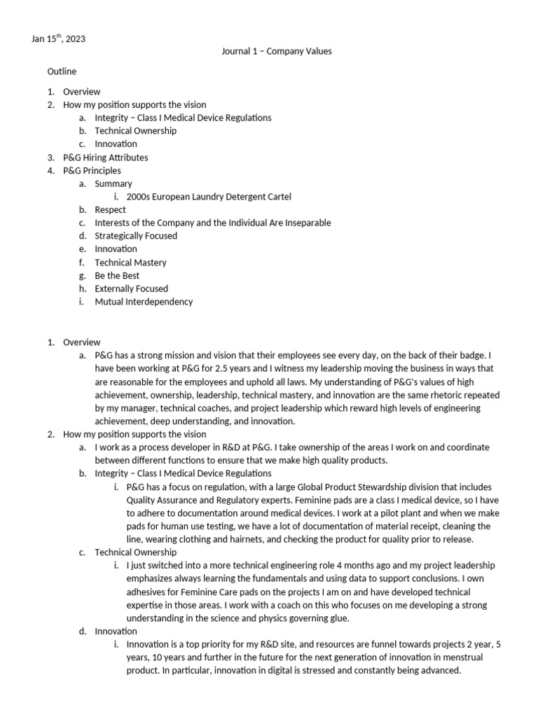 Journal1 Entry P&G | PDF | Procter & Gamble | Leadership