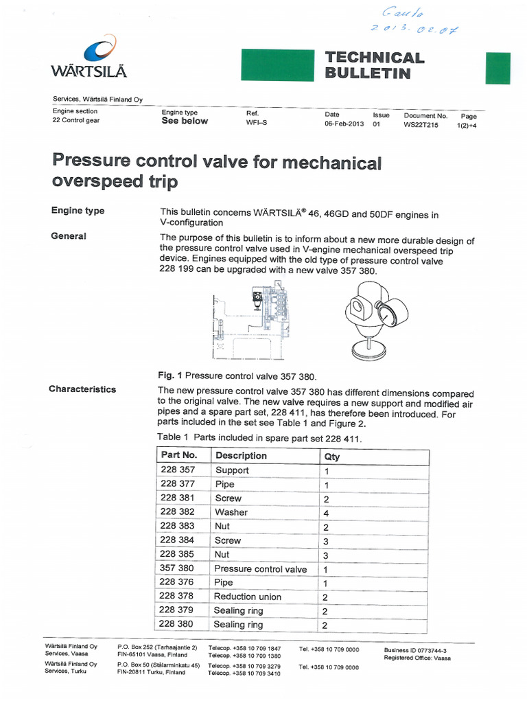 Wartsila 12V46 - Spare Parts Catalog - 220, 230 | PDF