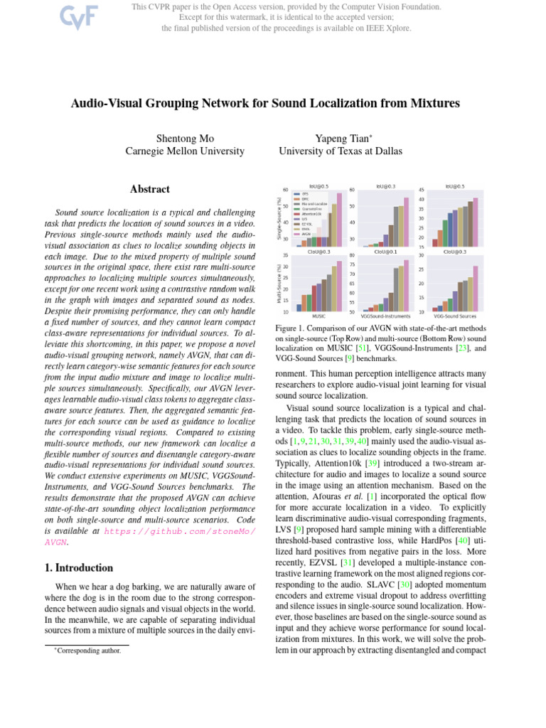 Audio-Visual Grouping Network For Sound Localization From Mixtures | PDF | Data Compression | Image