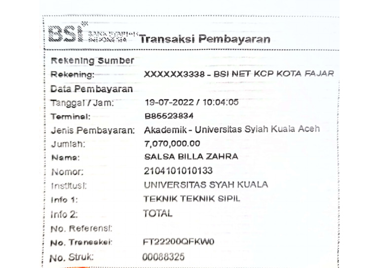 Bukti Pembayaran UKT | PDF