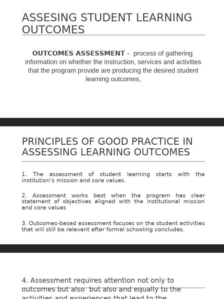 Assesing Student Learning Outcomes | PDF | Educational Assessment | Learning