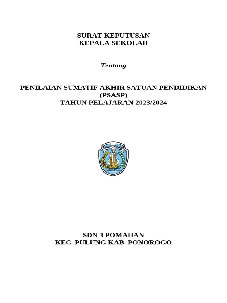 SK KS Tentang Penyelenggaraan Psasp | PDF