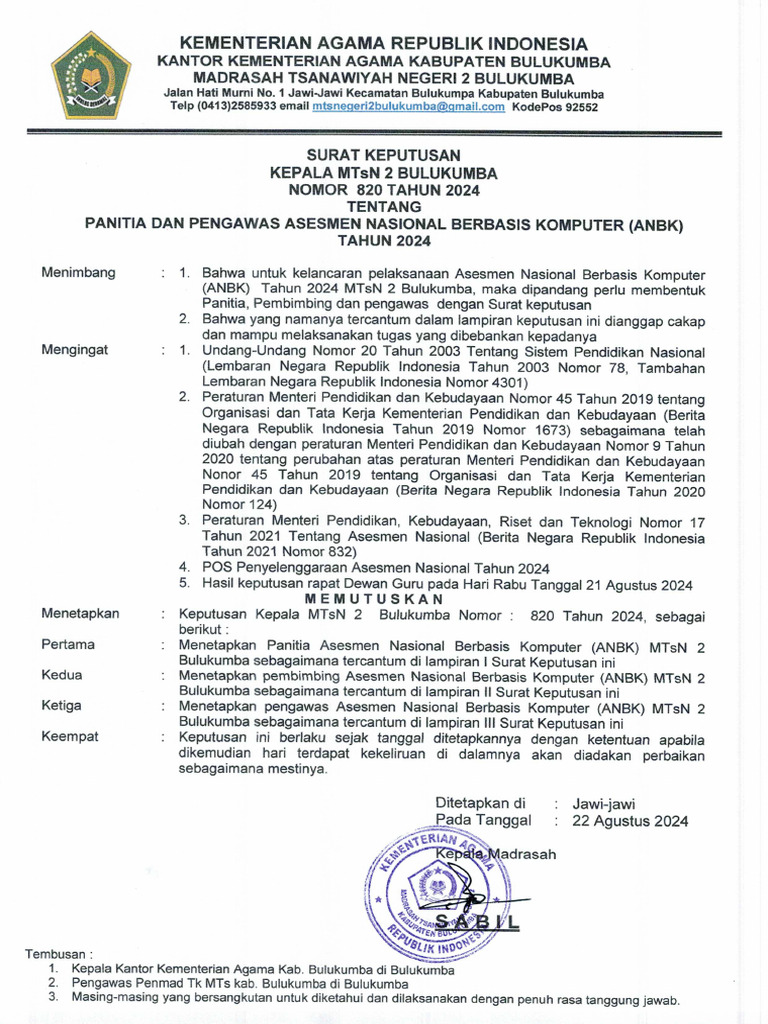 SK ANBK TAHUN 2024 | PDF