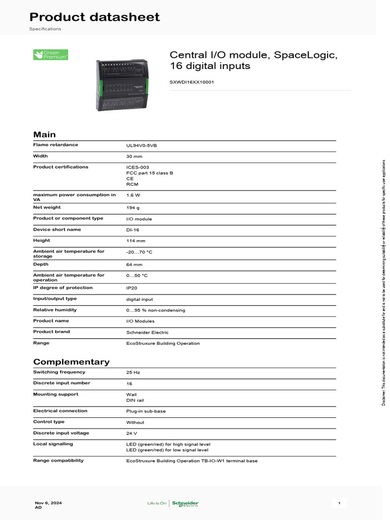 Schneider DI-16 I/O Module Overview | PDF | Computer Engineering ...