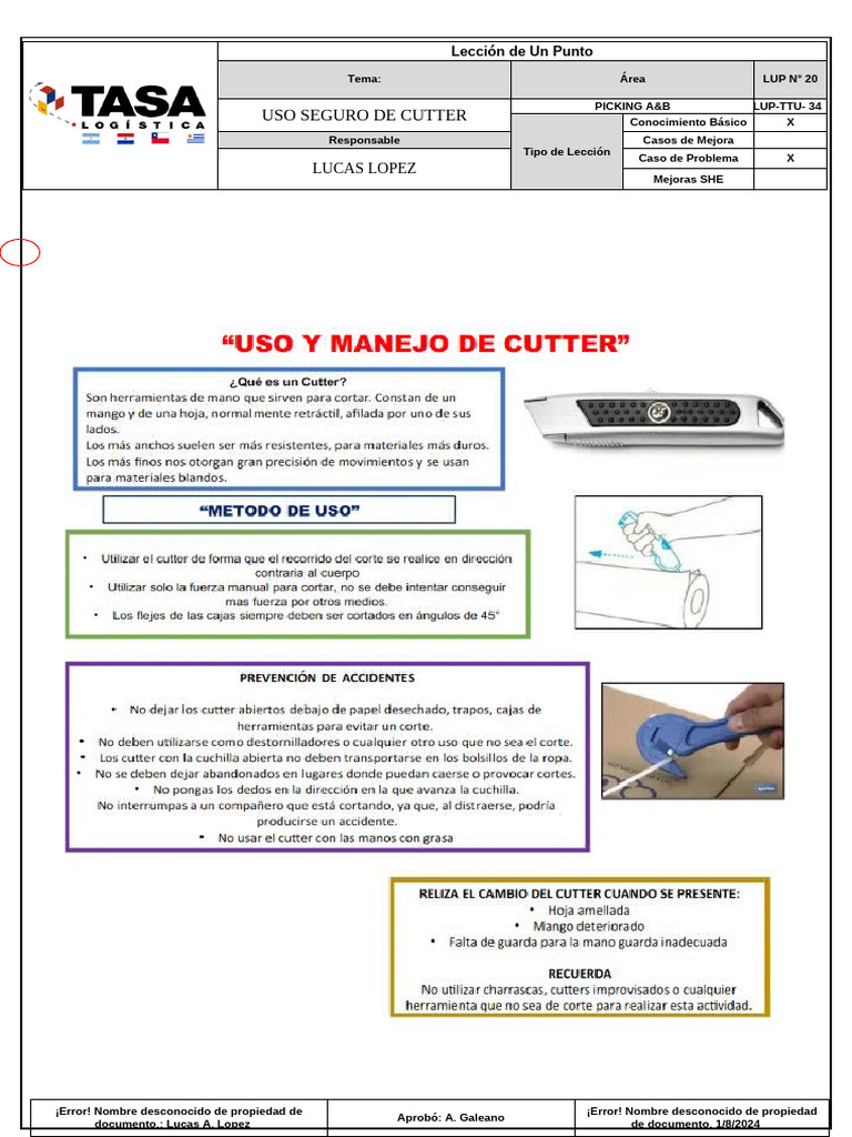 Lup-Ttu-20 Uso Seguro de Cutter | PDF