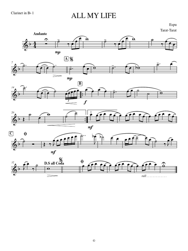 All My Life - Clarinet in BB 1 | PDF