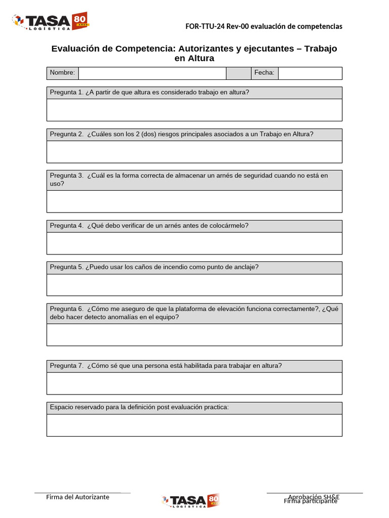 Evaluación de Competencia - Trabajos en Altura | PDF