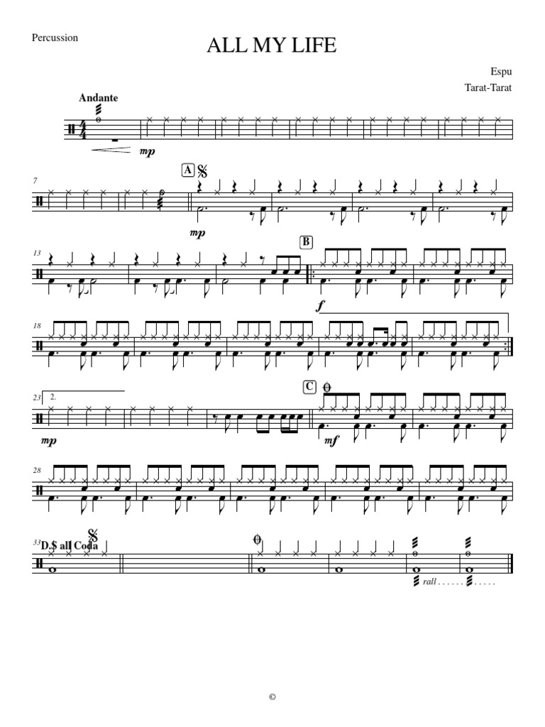 All My Life - Percussion | PDF