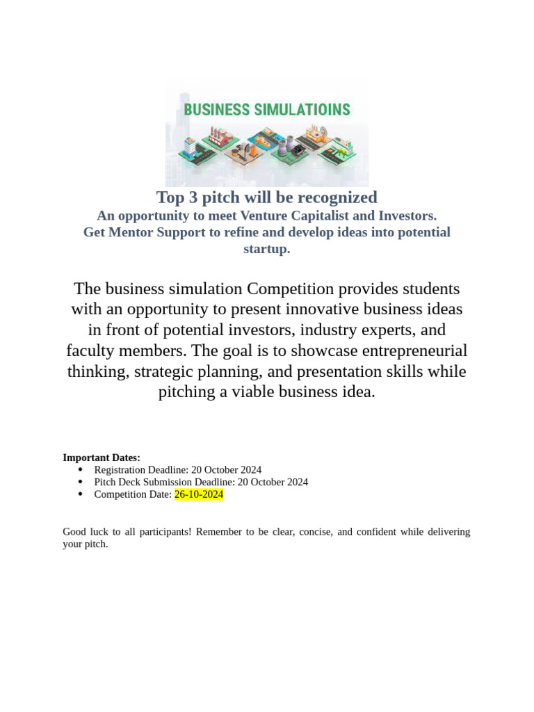Business Simulation Comptetion Pdf Startup Company Small Business