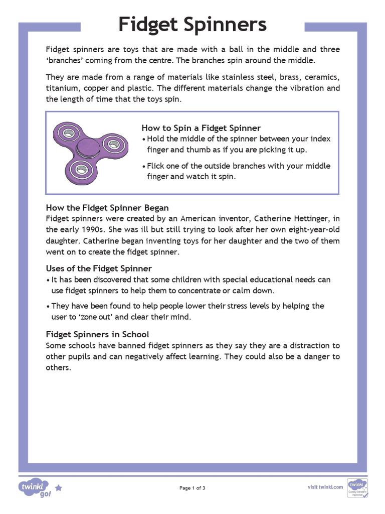 Fidget Spinner Guide: Uses & History | PDF | Self-Improvement