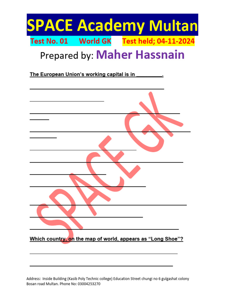 World GK Data | PDF | Pakistan | Organisation Of Islamic Cooperation