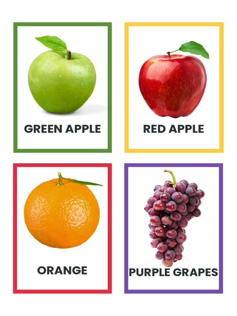 Colorful Fruits Word Cards | PDF | Cooking, Food & Wine | Home & Garden
