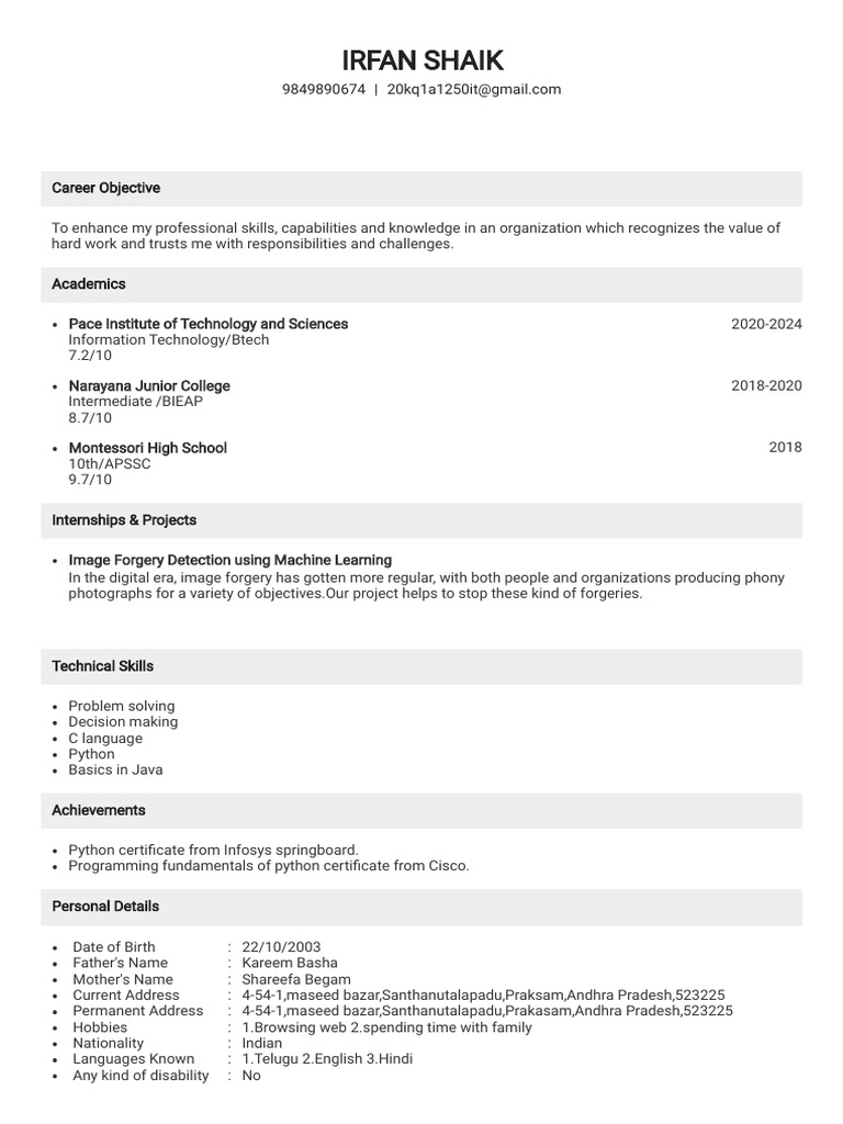 Irfan Shaik Resume (2) (1) | PDF