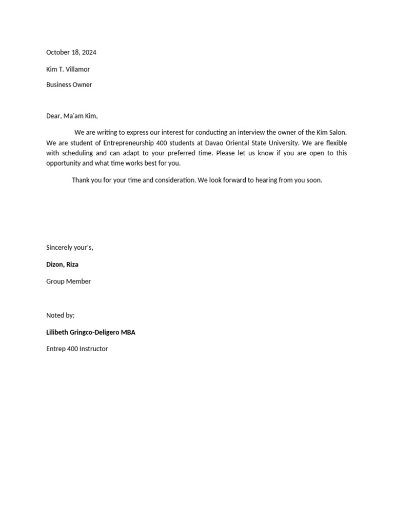 Letter Entrep | PDF