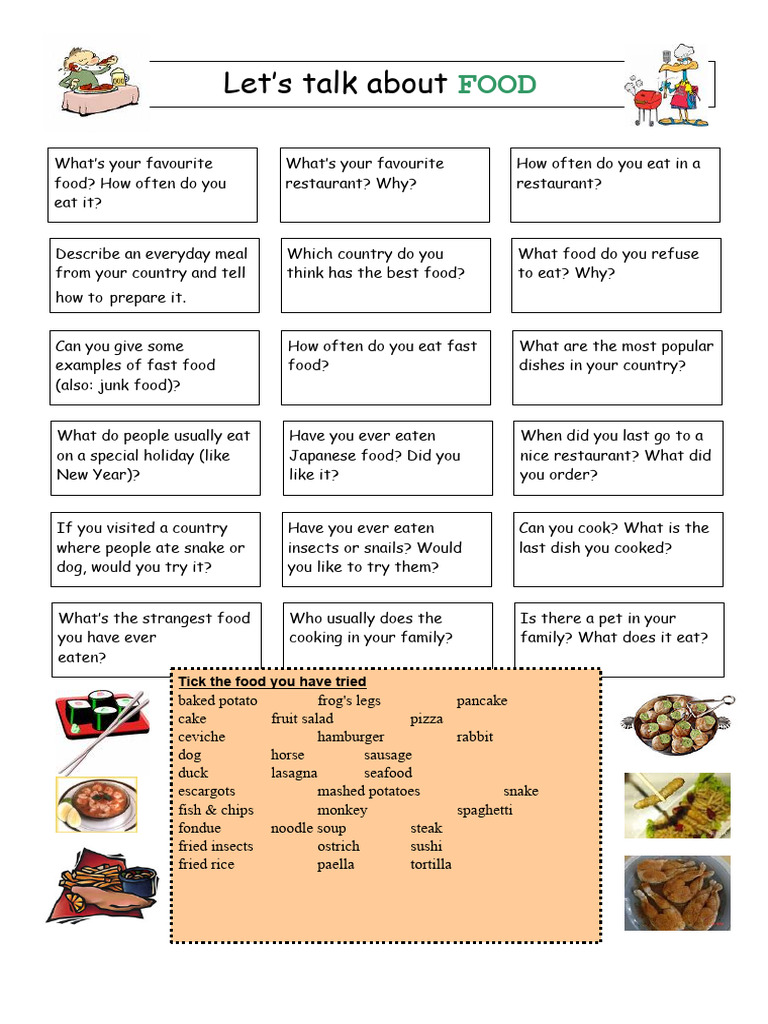 Lets Talk About Food Fun Activities Games Oneonone Activities Pronuncia ...