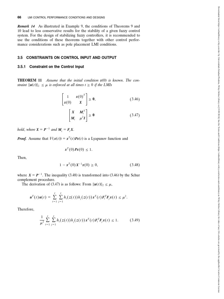 3.5 Constraints On Control Input and Output 3.5.1 Constraint On The Control Input | PDF