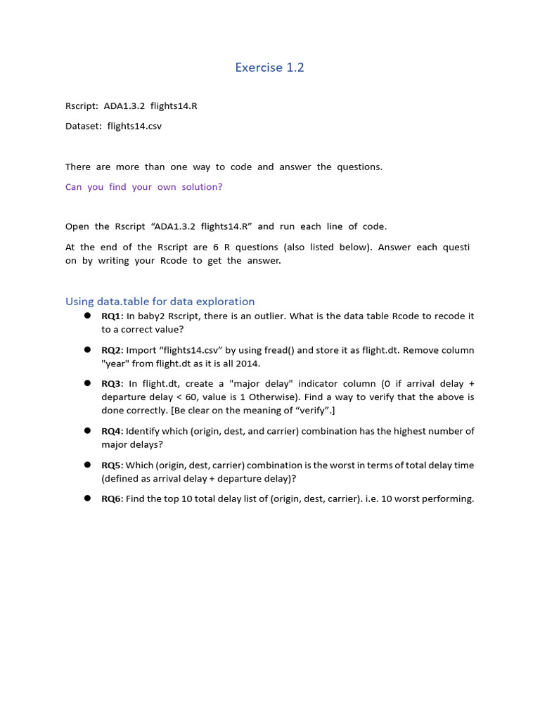 Exercise 1.2 Data Exploration | PDF