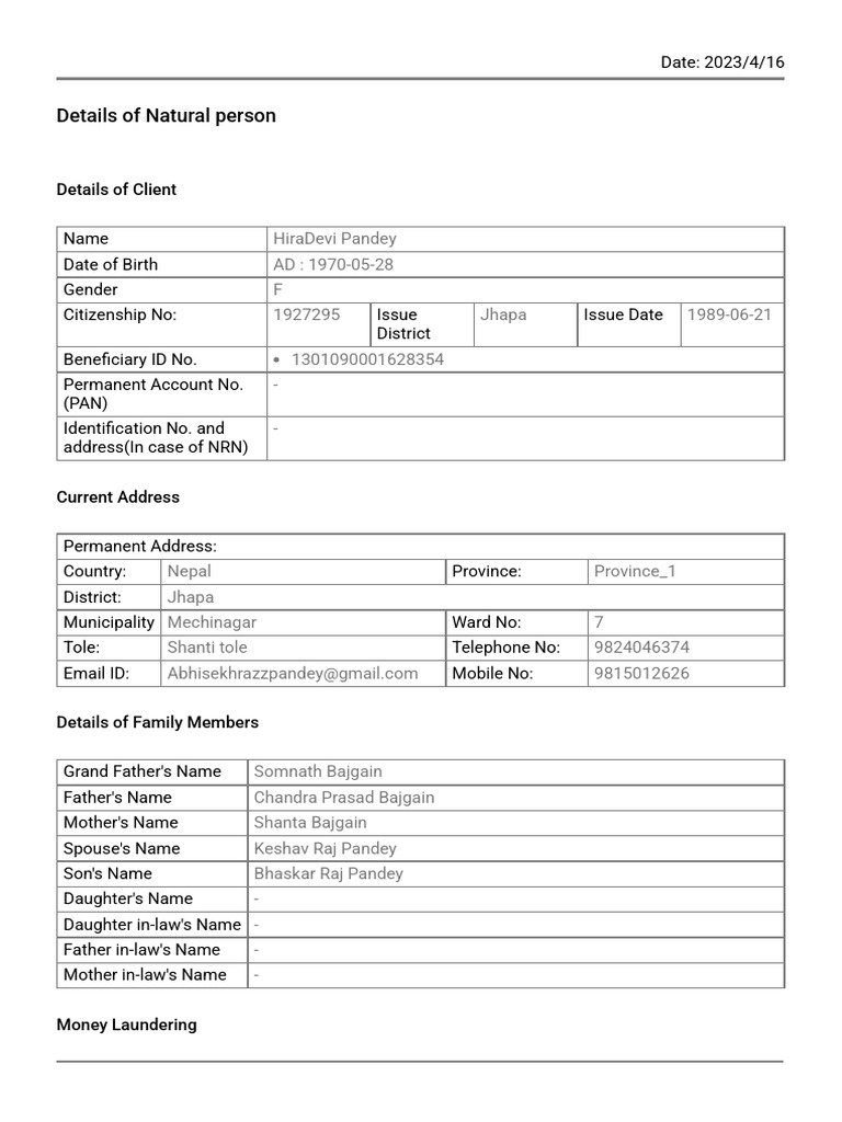 Details of Natural Person | PDF