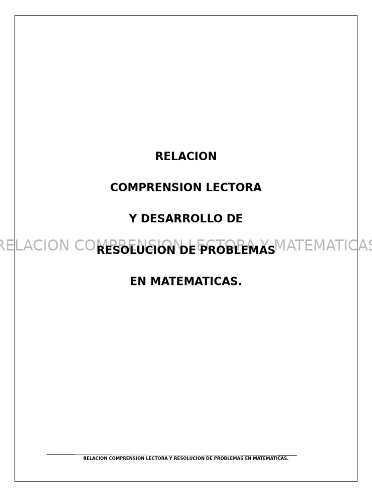Comprensión Lectora y Matemáticas | PDF | Comprensión lectora ...
