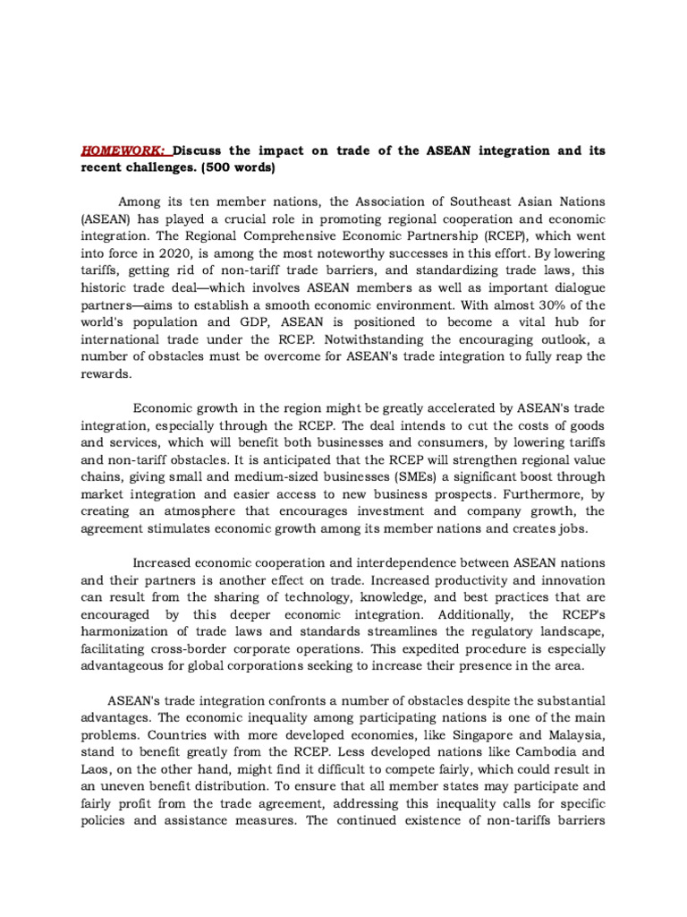 ESSAY HW - DIONIO, Althea Marie, D. - PDF | PDF | Trade | Trade Agreements