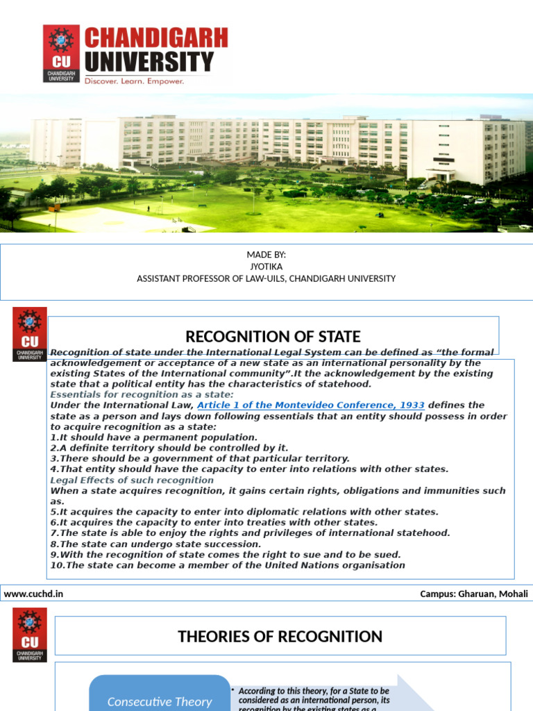 RECOGNITION OF STATES | PDF | International Law | Sovereign State