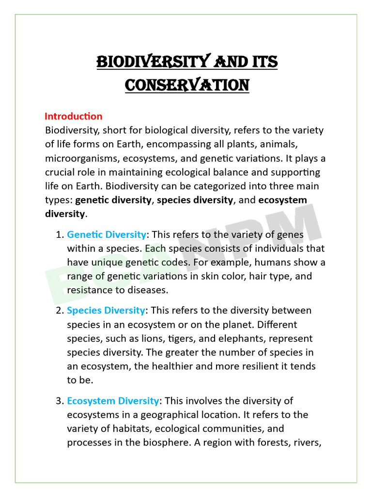 4.biodiversity and Its Conservation | PDF | Biodiversity | Conservation ...