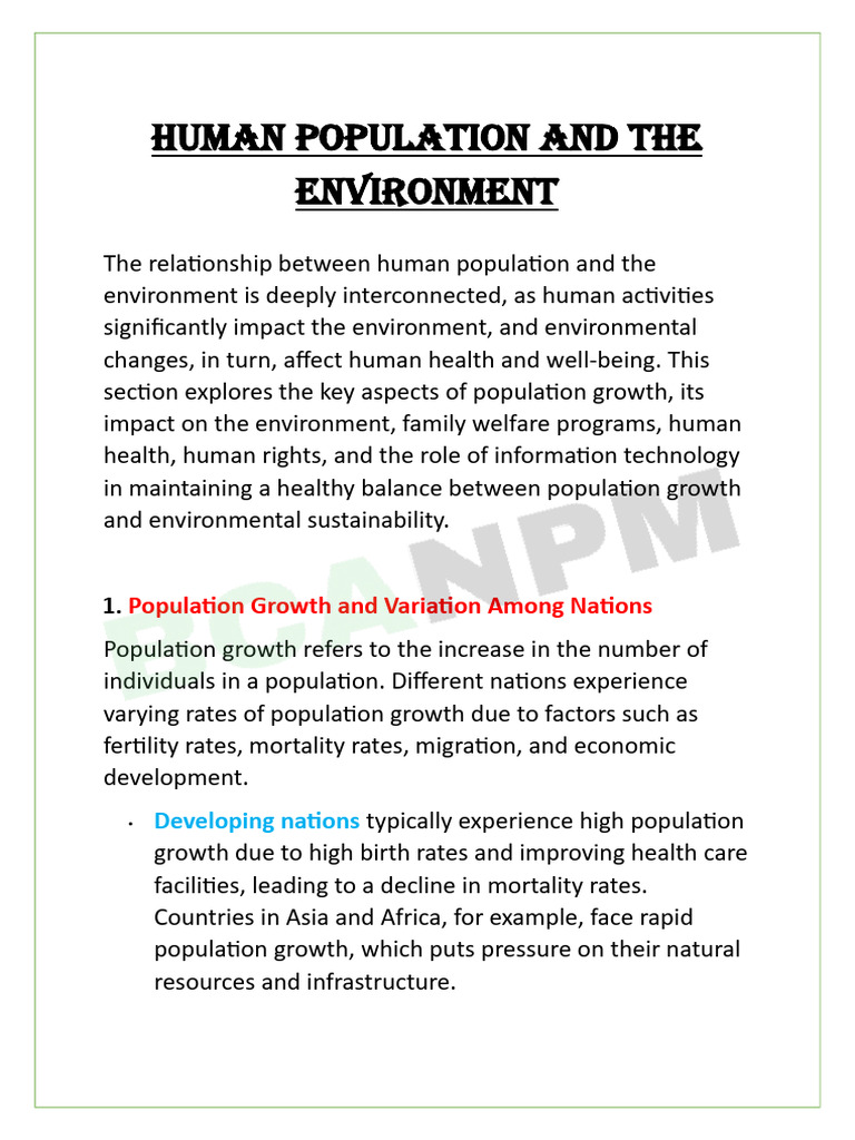7.human Population and The Environment | PDF | Hiv/Aids | Population Growth