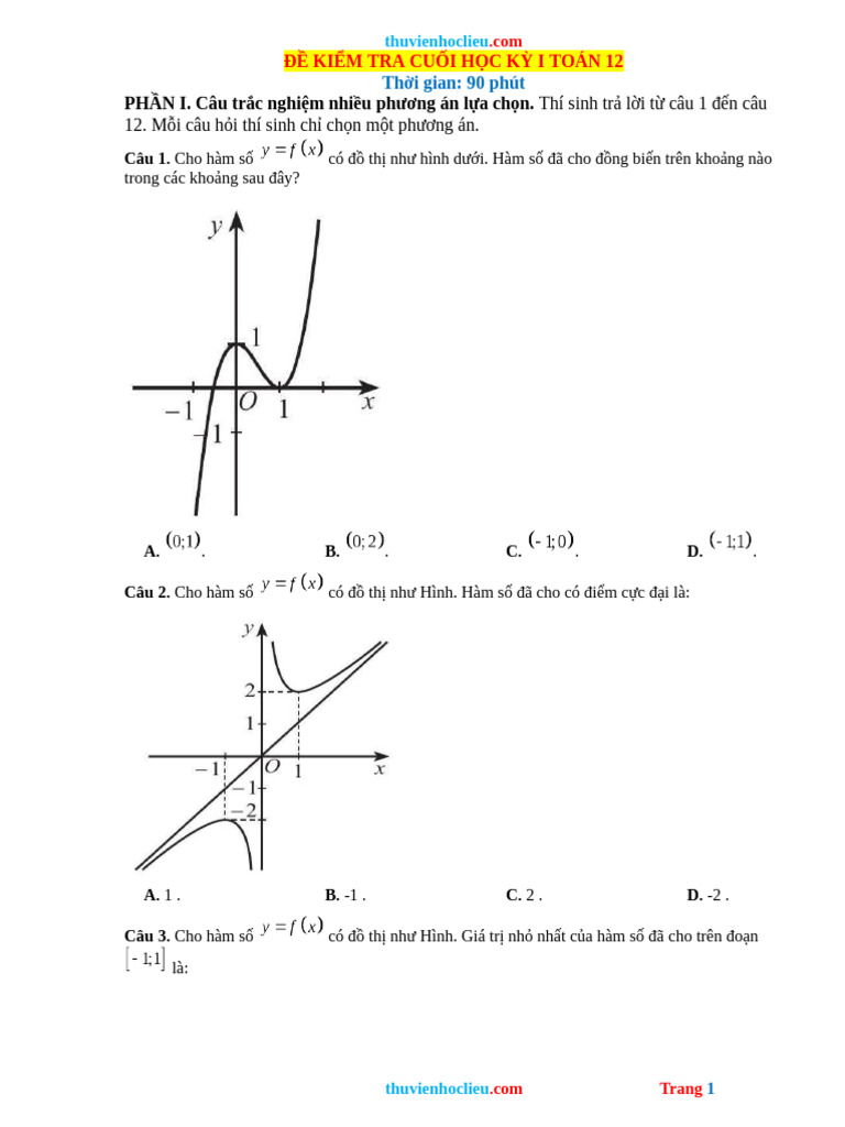 De Kiem Tra HK1 Toan 12 Canh Dieu Cau Truc Moi | PDF