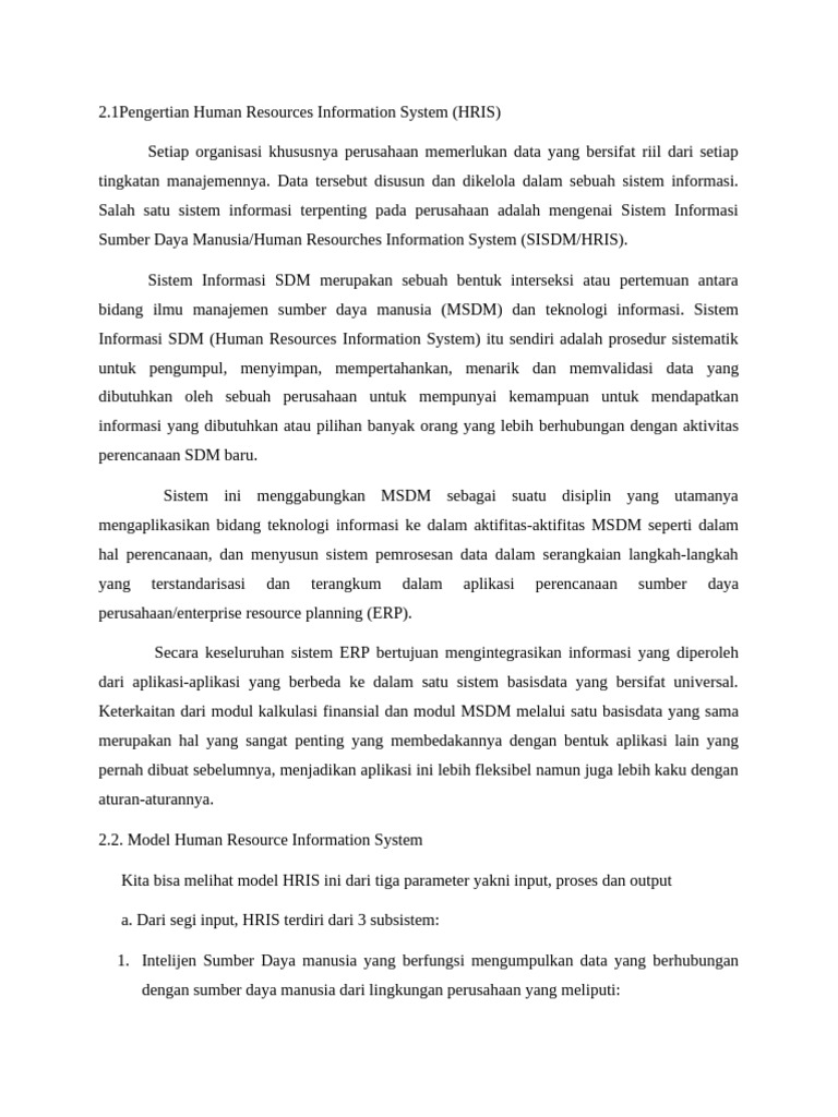 Pengertian Hris | PDF
