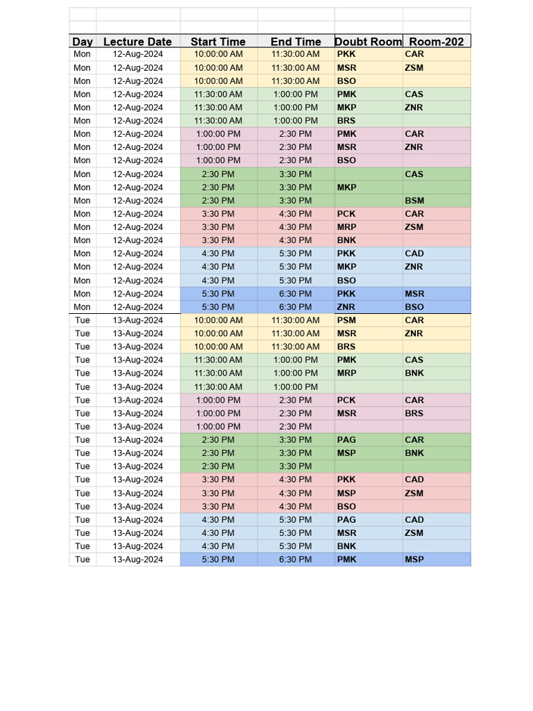 Automated Timetable - Durgapur Vidyapeeth - Doubt - TT (3) - 1 | PDF
