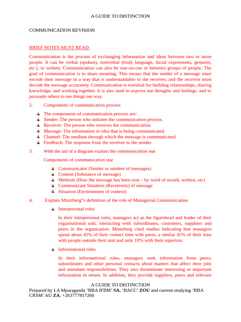 Communication Revision | PDF | Body Language | Nonverbal Communication