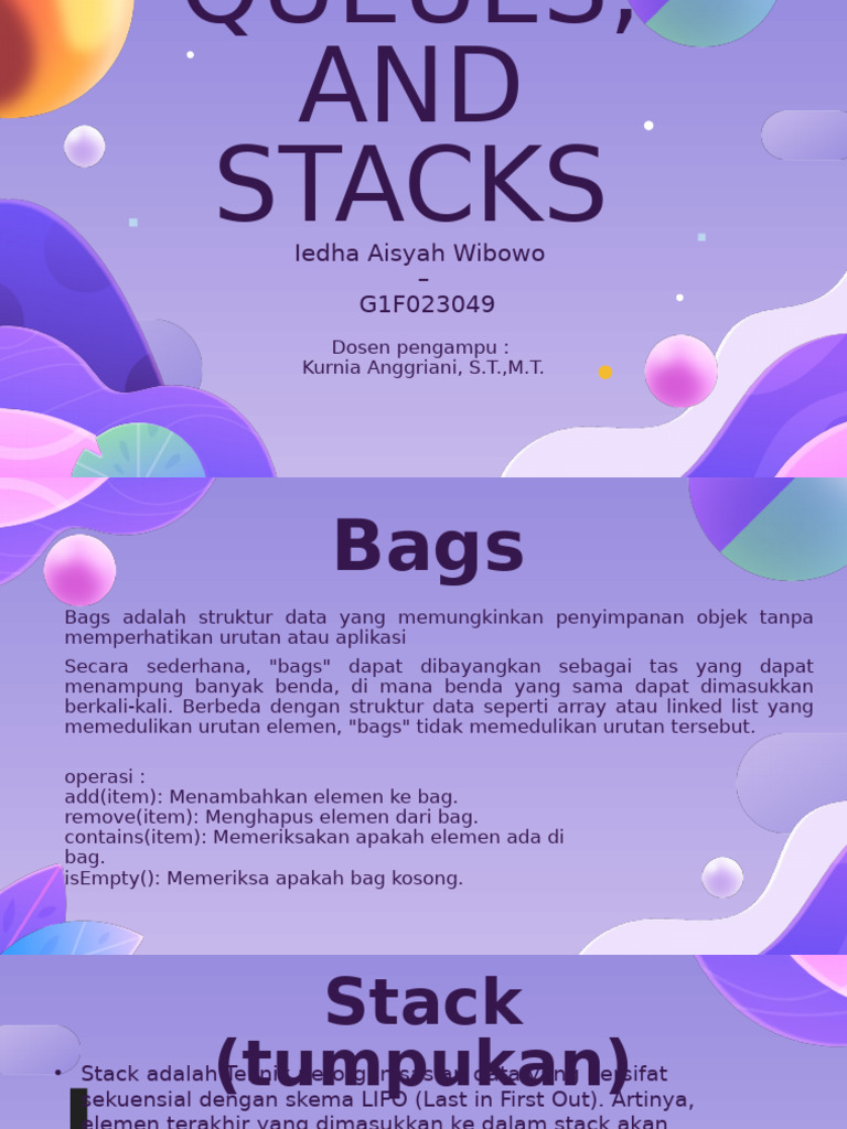 Struktur Data: Bags, Stacks, Queues | PDF | Komputer | Teknologi & Rekayasa