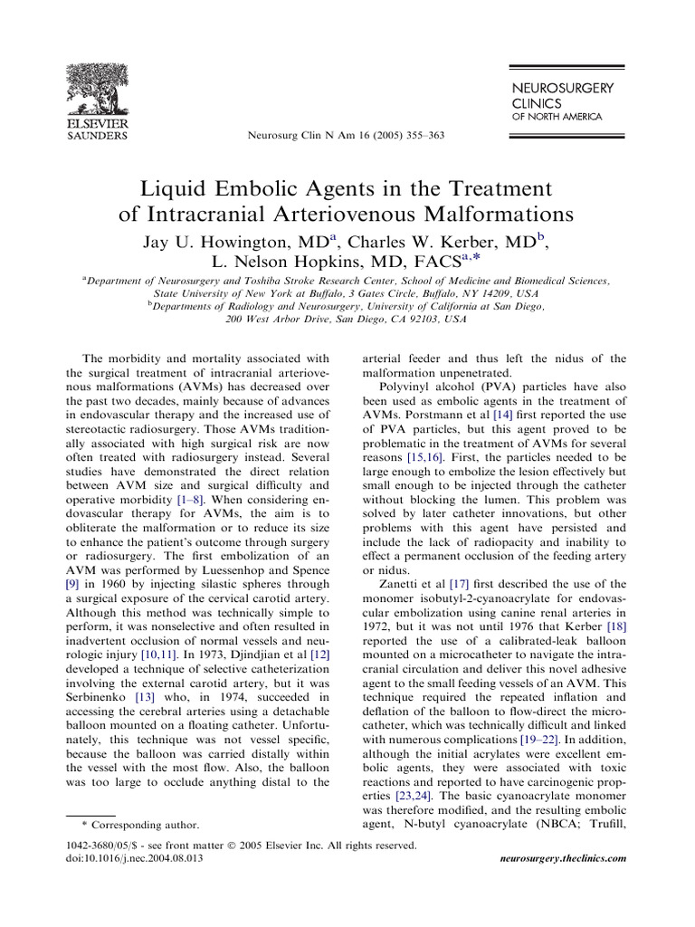 355 - Liquid Embolic Agents in The Treatment of Intracranial ...
