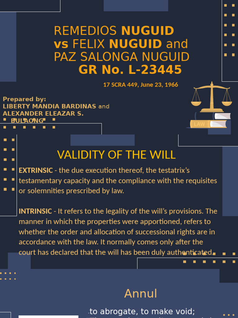 Nuguid Vs Nuguid | PDF | Will And Testament | Inheritance