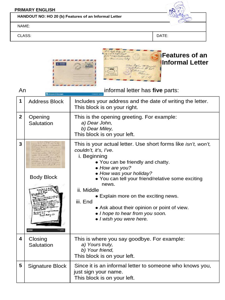 Informal Letter Structure Guide | PDF