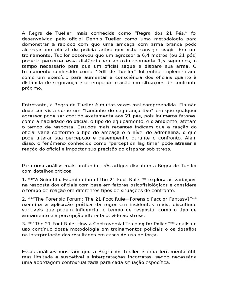 Compreendendo a Regra de Tueller | PDF