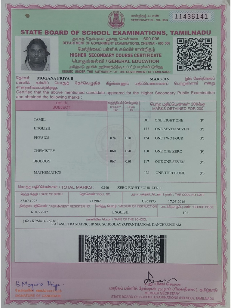 12th Marksheet | PDF