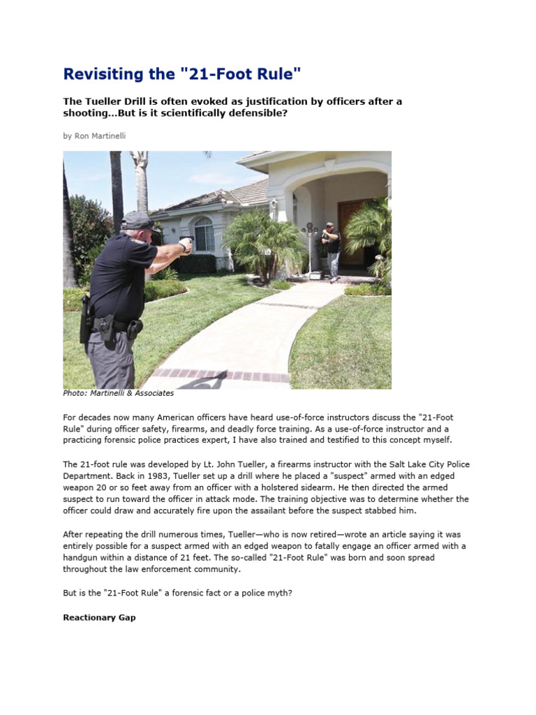Revisiting The 21 Foot Rule - Artigo | PDF | Use Of Force | Evidence