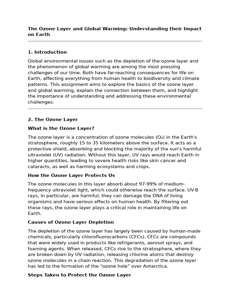 The Ozone Layer and Global Warming - School Assignment | PDF | Climate ...