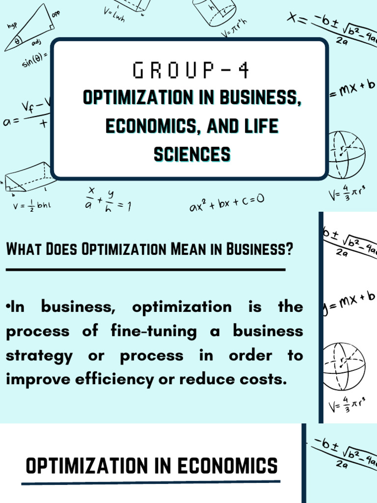 Group-4 Optimization in Business, Economics, and Life Sciences | PDF ...