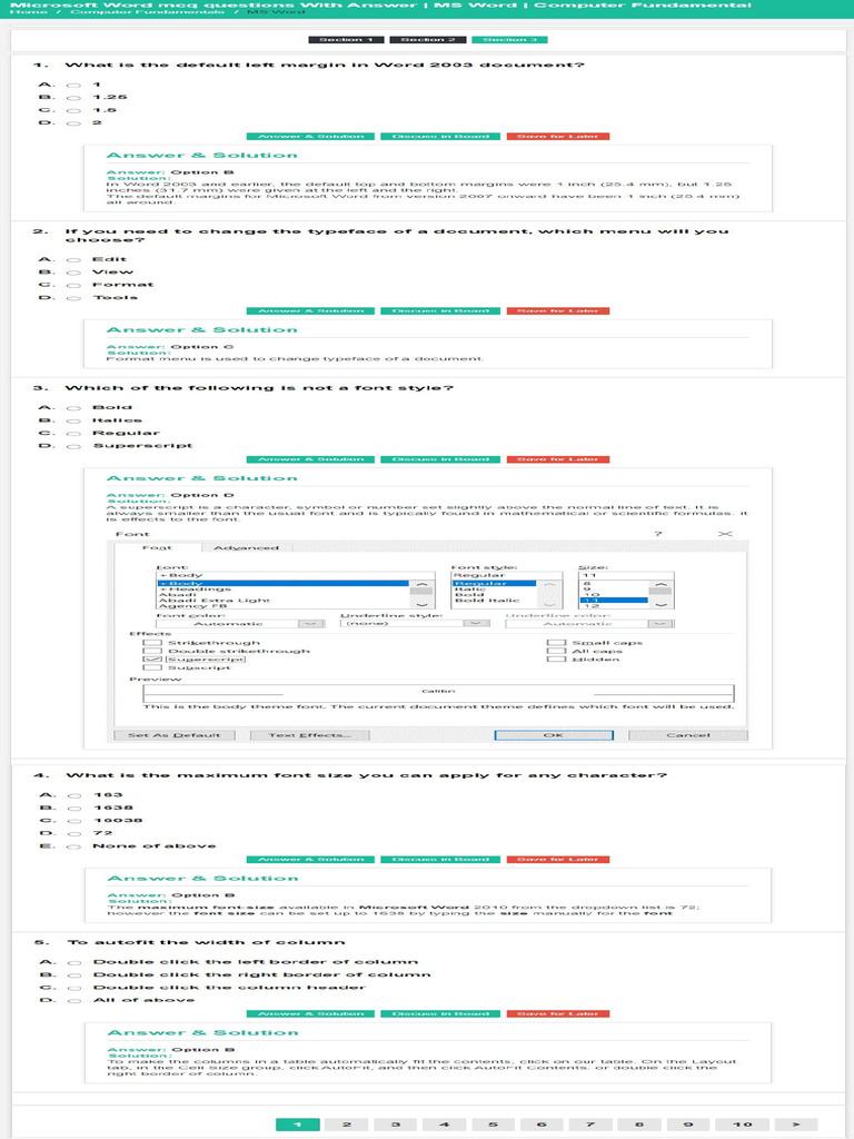 Microsoft Word MCQ Questions With Answer Sec 3 | PDF