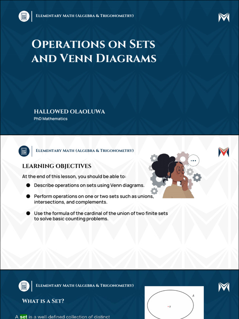 Operations On Sets and Venn Diagrams | PDF | Set (Mathematics ...