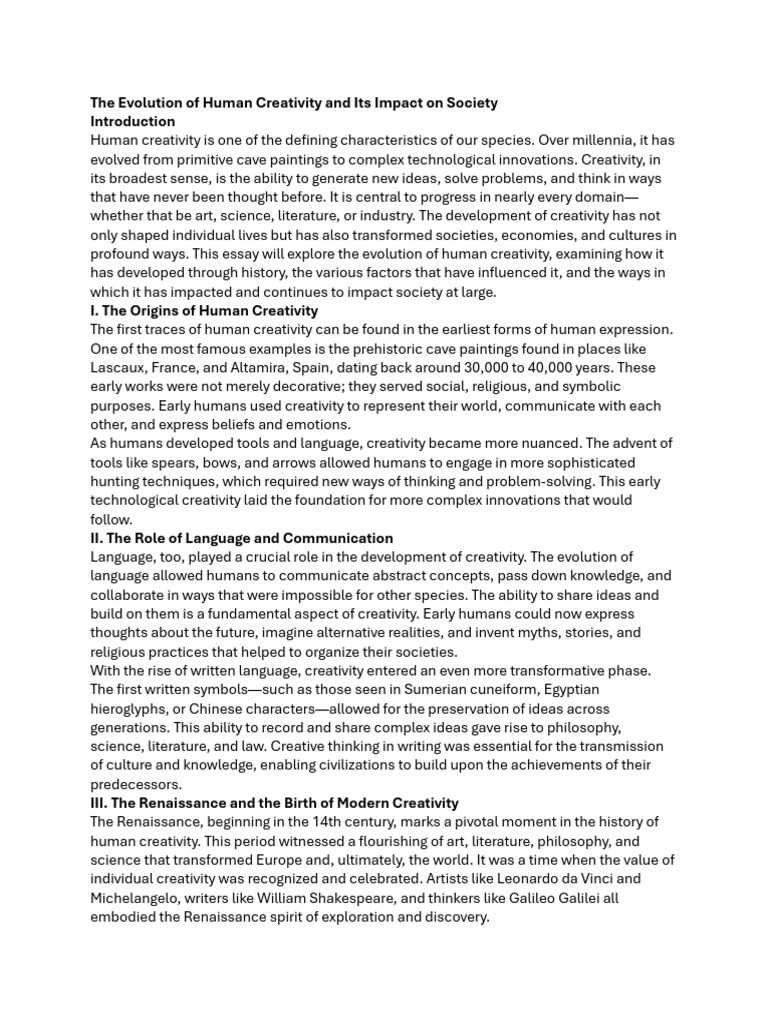 Evolution of Human Creativity Impact | PDF | Creativity | Renaissance