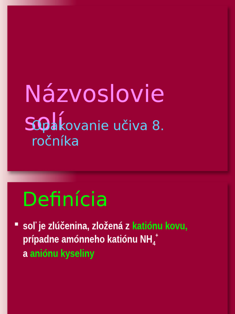 Názvoslovie Solí | PDF