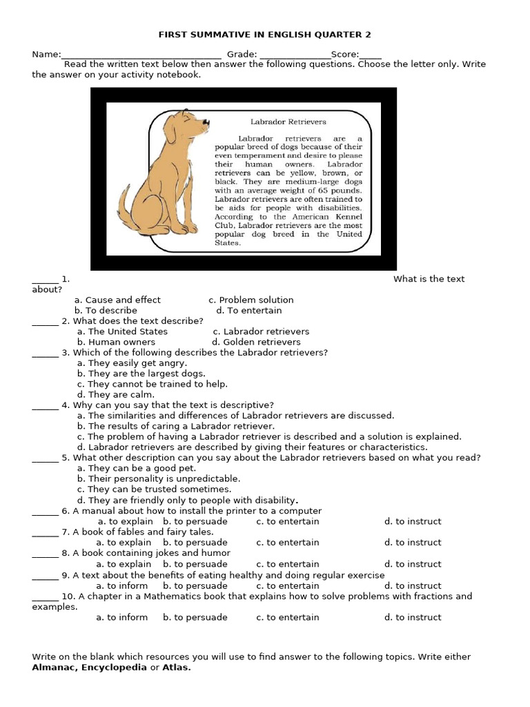 FIRST SUMMATIVE in ENGLISH | PDF | Language Arts & Discipline